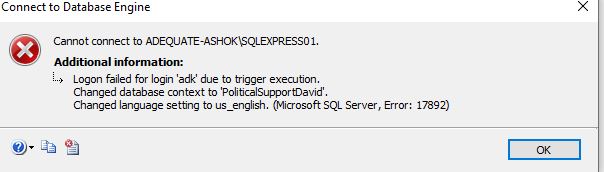 Logon Trigger Example to Restrict Access In Sql Server