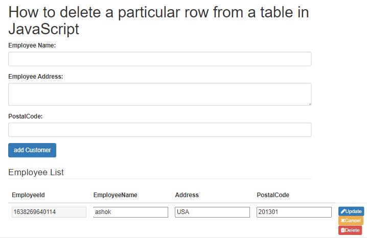 Add Edit And Delete Data In An Html Table Using Javascript