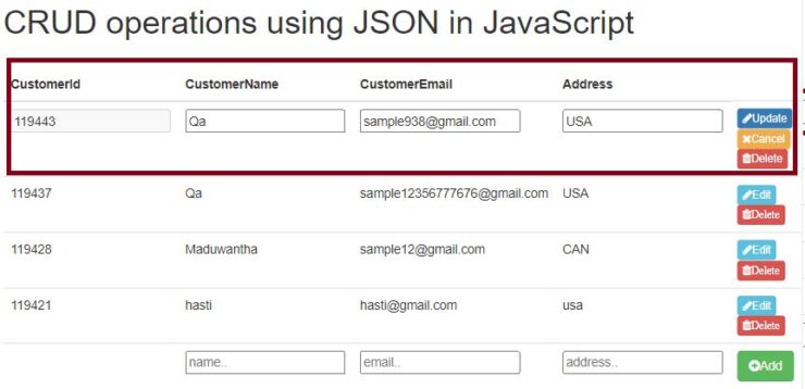 [Simple Way]-CRUD Operations Using JSON In JavaScript
