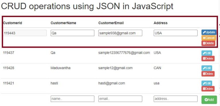 [Simple Way]-CRUD Operations Using JSON In JavaScript